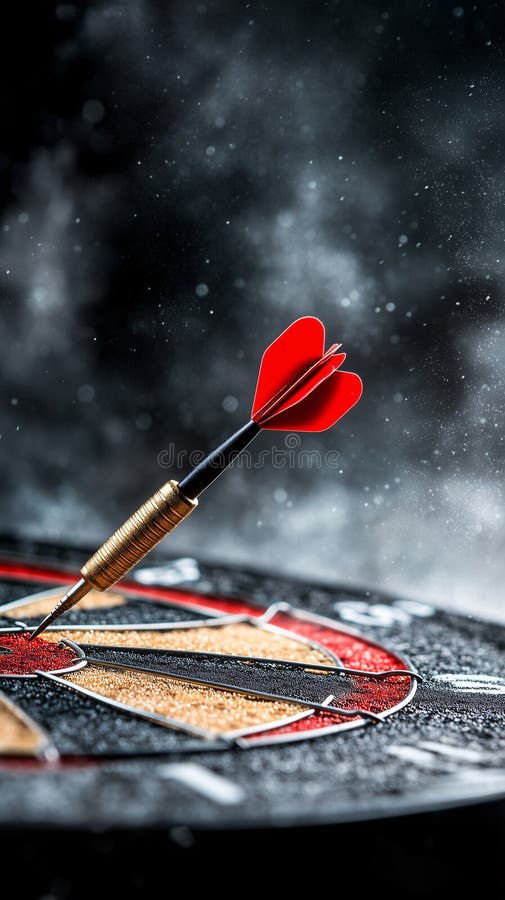Red Dart Hitting the Target on a Dartboard Stock Illustration ...