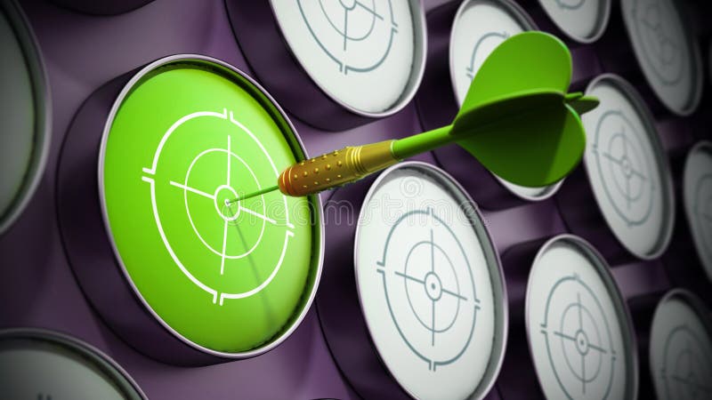 Red Dart Needle Hit at the Center of Red Target. 3D Illustration Stock ...