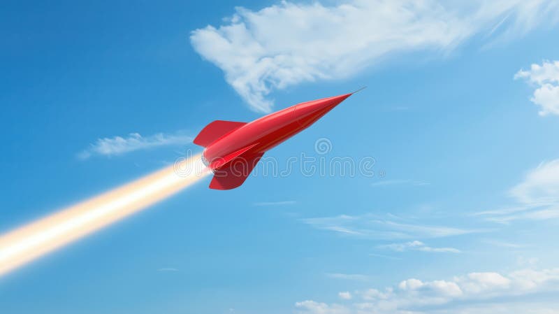 Red Dart Rocket Soaring into the Clear Blue Sky Stock Illustration ...