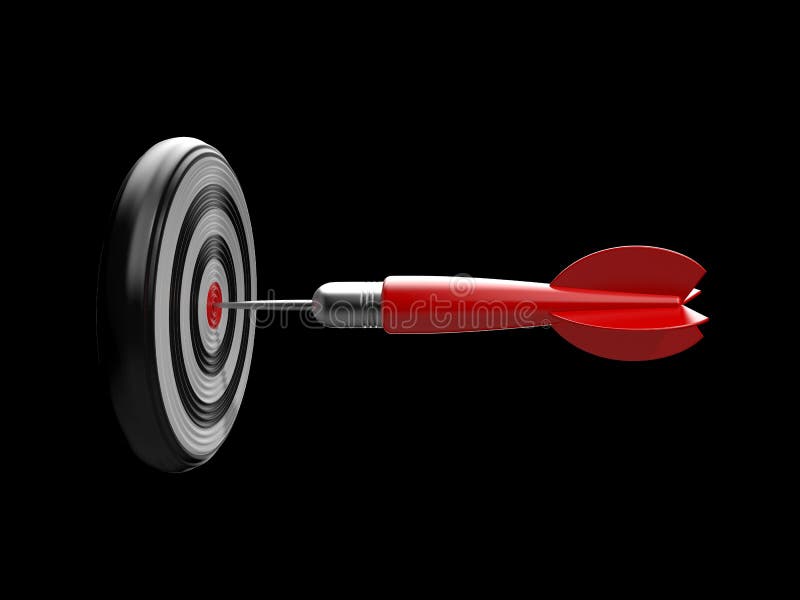 Red Dart in the Target Center of Dartboard Stock Illustration ...