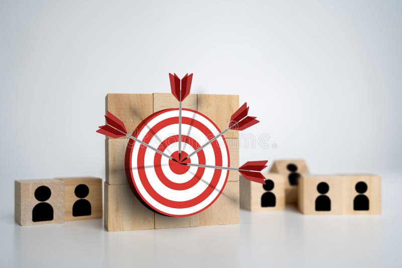 Red Dartboard and Black Arrow Connection Linkage with Human Icon for ...