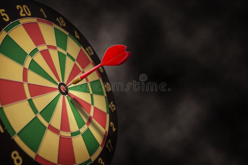 Red Darts Arrows in the Target Center Stock Photo - Image of dartboard ...