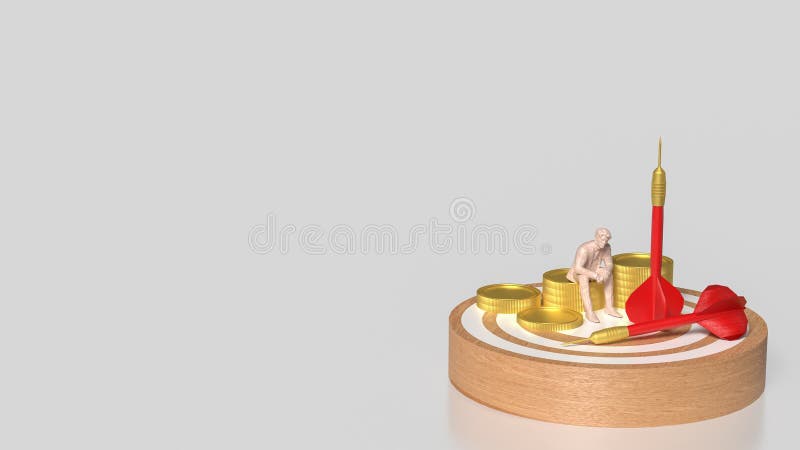 The Red Darts and Coins on Blue Eye Target for Business Concept Stock ...