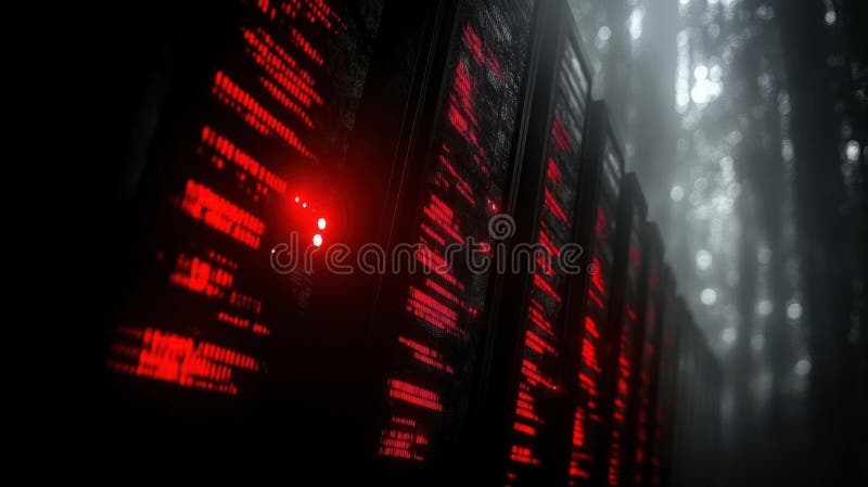 Red Data Center Servers at Night Stock Illustration - Illustration of ...