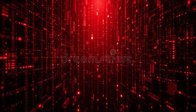 Red Data Stream Digital Background Technology Concept Futuristic ...