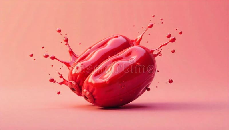 Red Date Splash: Vibrant Fruit Explosion on Pastel Background Stock ...
