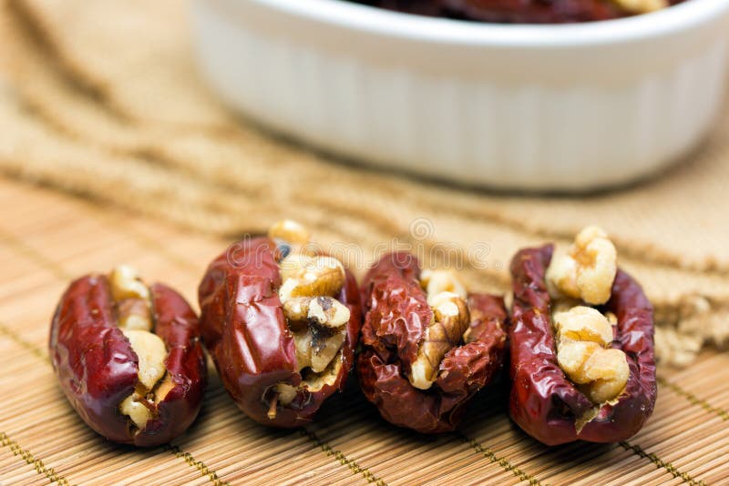 Red Date Stuffed with Walnut Stock Image - Image of dried, jujuba ...