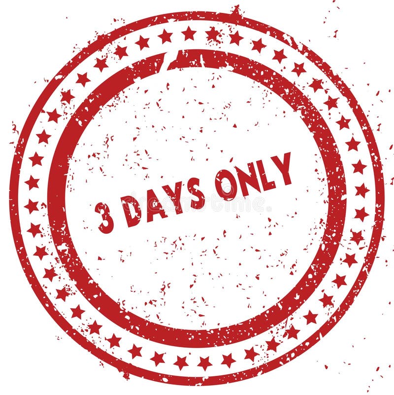 Red 3 DAYS only Distressed Rubber Stamp with Grunge Texture Stock ...