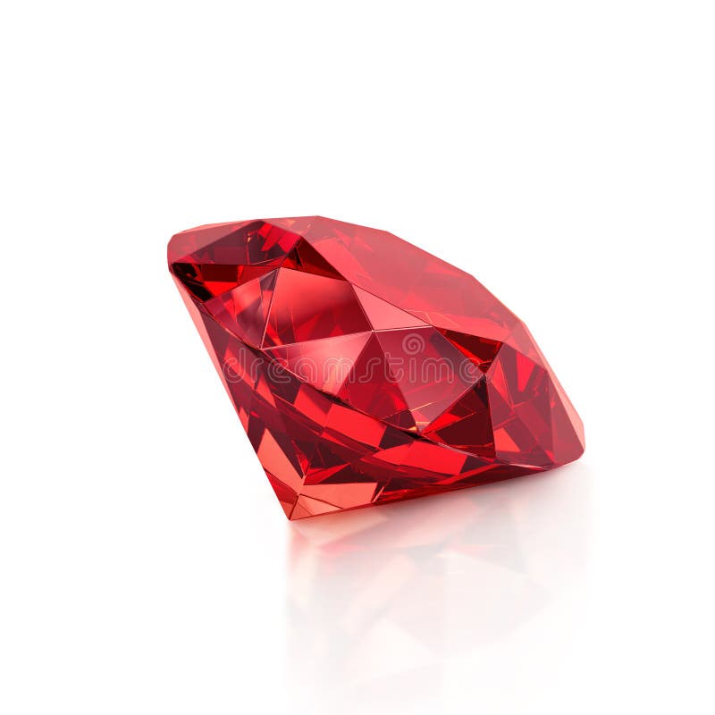 Red Dazzling Diamond on White Background. 3d Render Stock Illustration ...