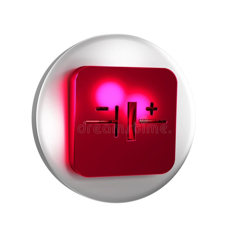 Red DC Voltage Source Icon Isolated on Transparent Background. Silver ...