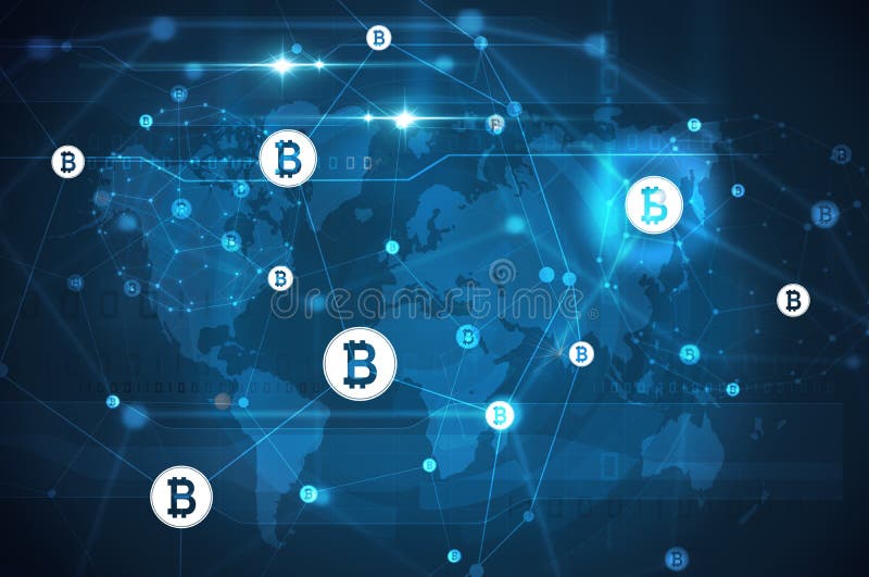 Red De Bitcoin Con El Mapa Del Mundo Stock de ilustración - Ilustración ...