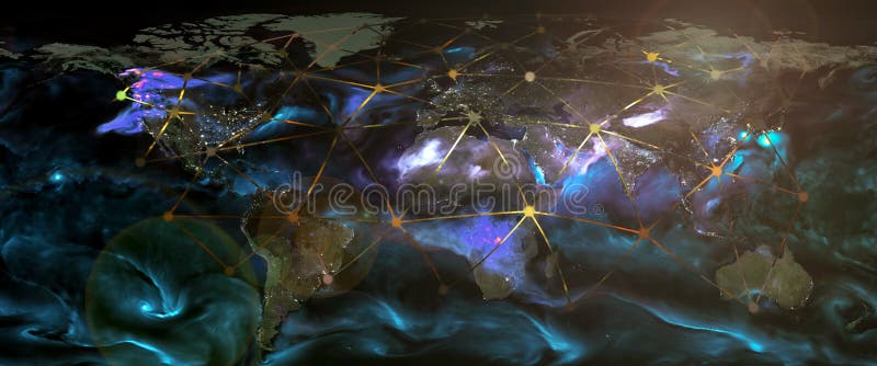 Red De Telecomunicaciones Global Del Mundo Conectada Foto de archivo ...