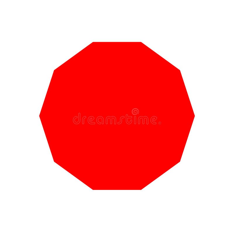 A Red Decagon Vector Icon. Red Decagon on White Background Stock Vector ...
