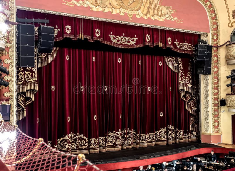 Red Curtain on the Stage of the Opera House Stock Image - Image of ...