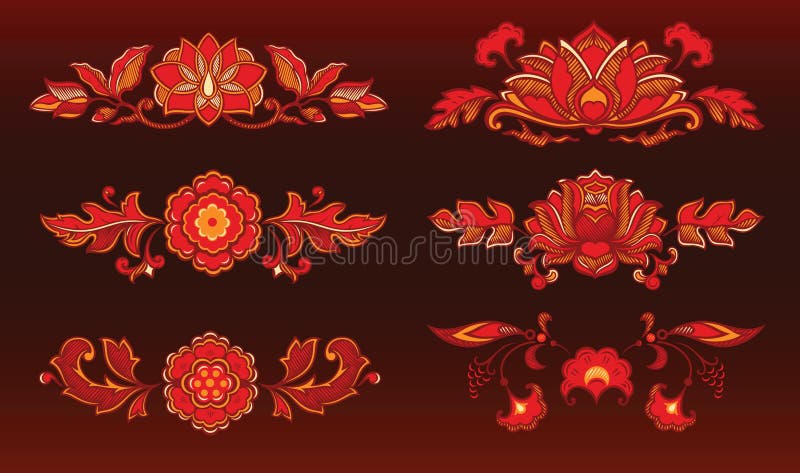Red decorative flowers stock vector. Illustration of card - 18375795