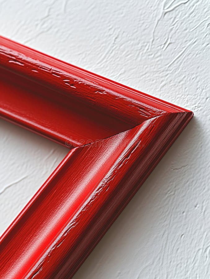 Red Decorative Frame Corner on Textured Wall. Stock Photo - Image of ...