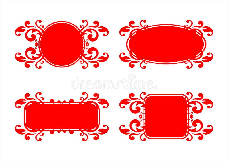 Red decorative frames stock vector. Illustration of floral - 2922557