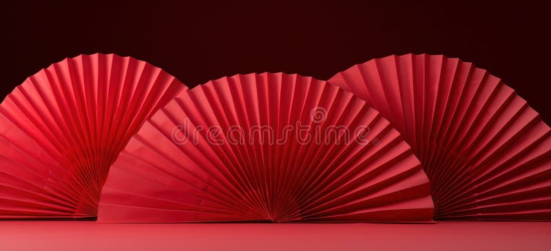 Red Decorative Paper Fan on a Table, Stock Illustration - Illustration ...