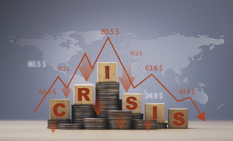 Red Decreasing Graph on Coins Stacking and World Map for Economic ...