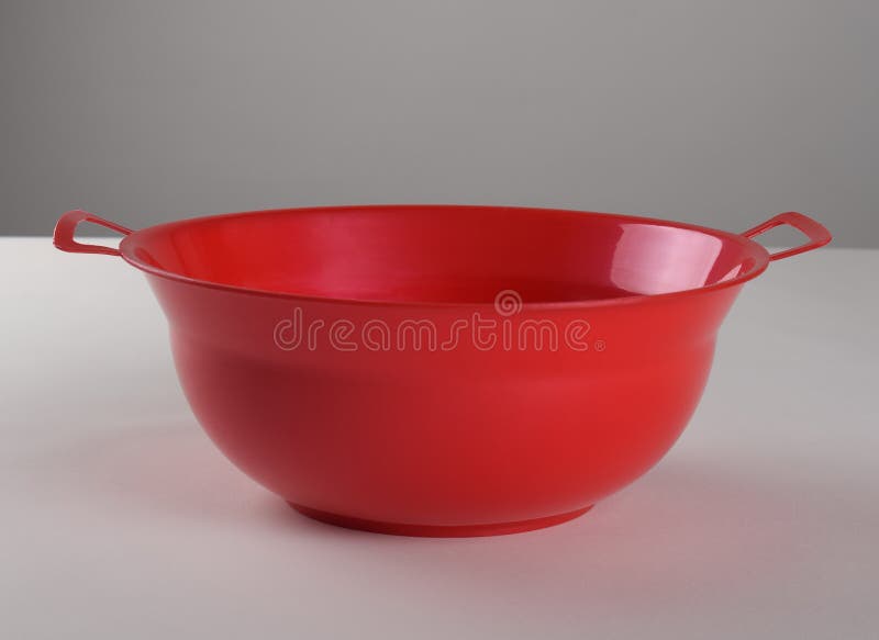 Deep Red Plastic Soviet Bowl Upside Down Isolated on White Background ...