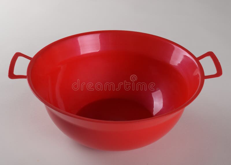 Deep Red Plastic Soviet Bowl Upside Down Isolated on White Background ...