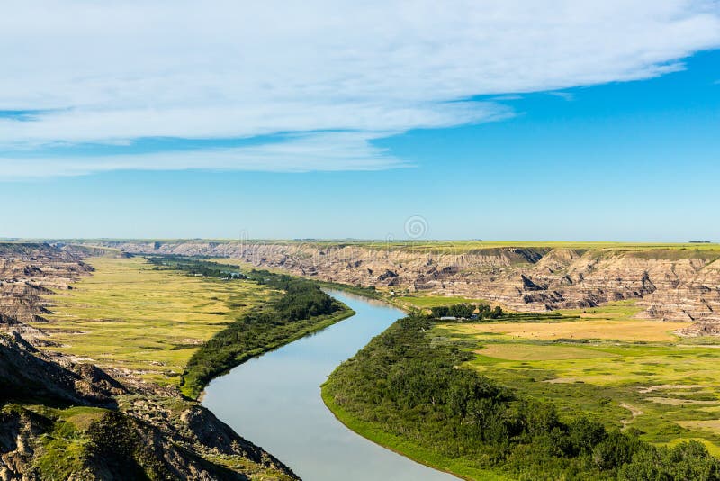 Red Deer River at the Canadian Badlands Valley in Canada Stock Image ...