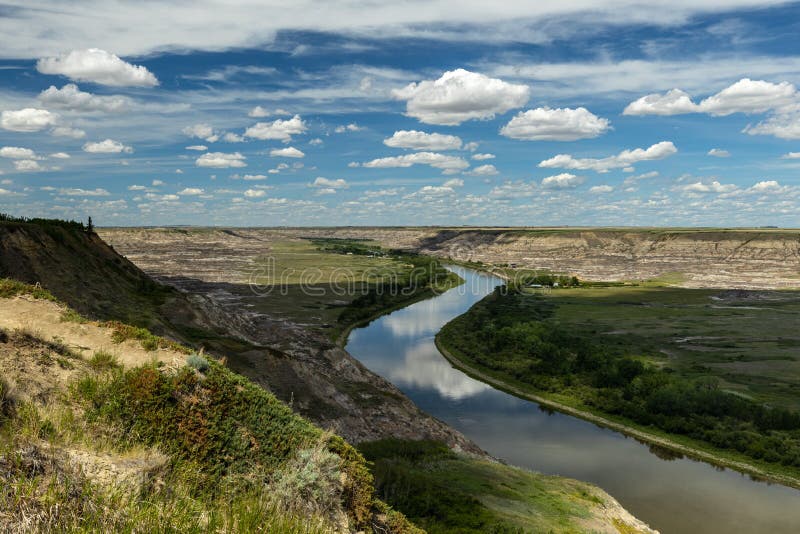 Red Deer River Valley at Drumheller in Alberta Canada Stock Photo ...