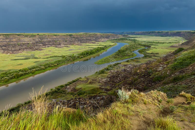 Red Deer River Valley at Drumheller in Alberta Canada Stock Photo ...