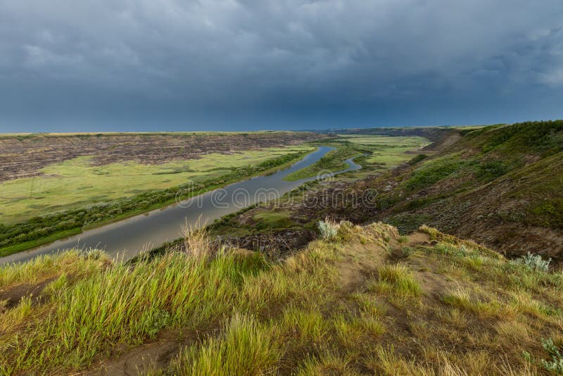 Red Deer River Valley at Drumheller in Alberta Canada Stock Image ...