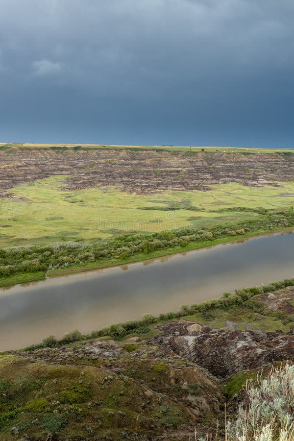 Red Deer River Valley at Drumheller in Alberta Canada Stock Photo ...