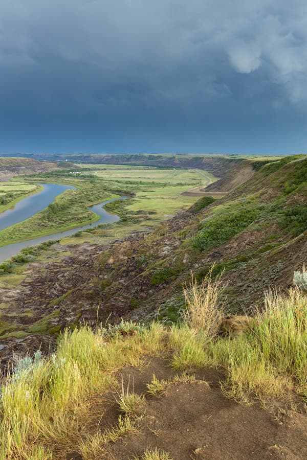 Red Deer River Valley at Drumheller in Alberta Canada Stock Photo ...