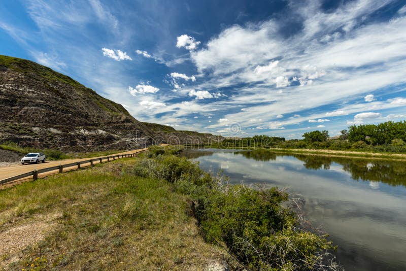 Red Deer River Valley at Drumheller in Alberta Canada Stock Photo ...