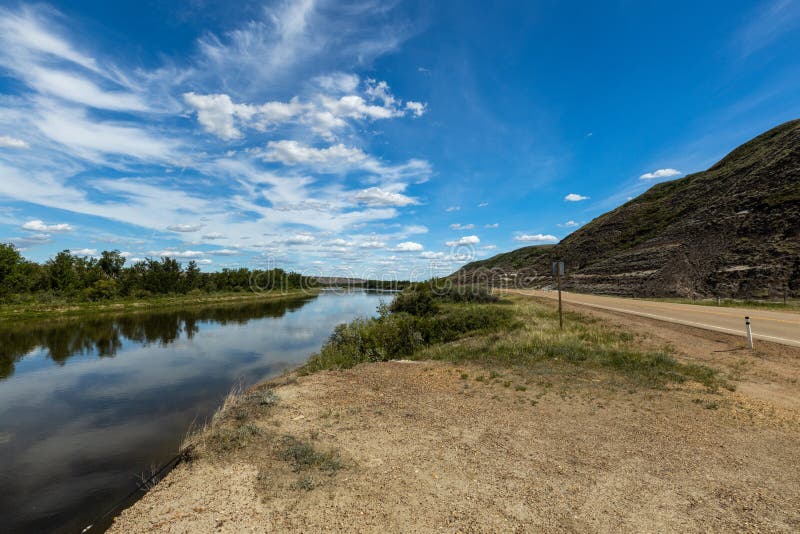 Red Deer River Valley at Drumheller in Alberta Canada Stock Photo ...