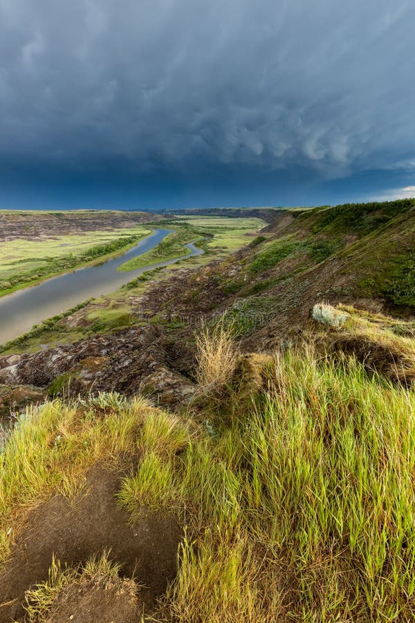 Red Deer River Valley at Drumheller in Alberta Canada Stock Image ...
