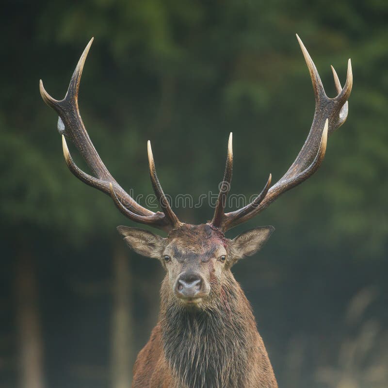 Red deer stag stock photo. Image of muscle, elaphus, morning - 26935616