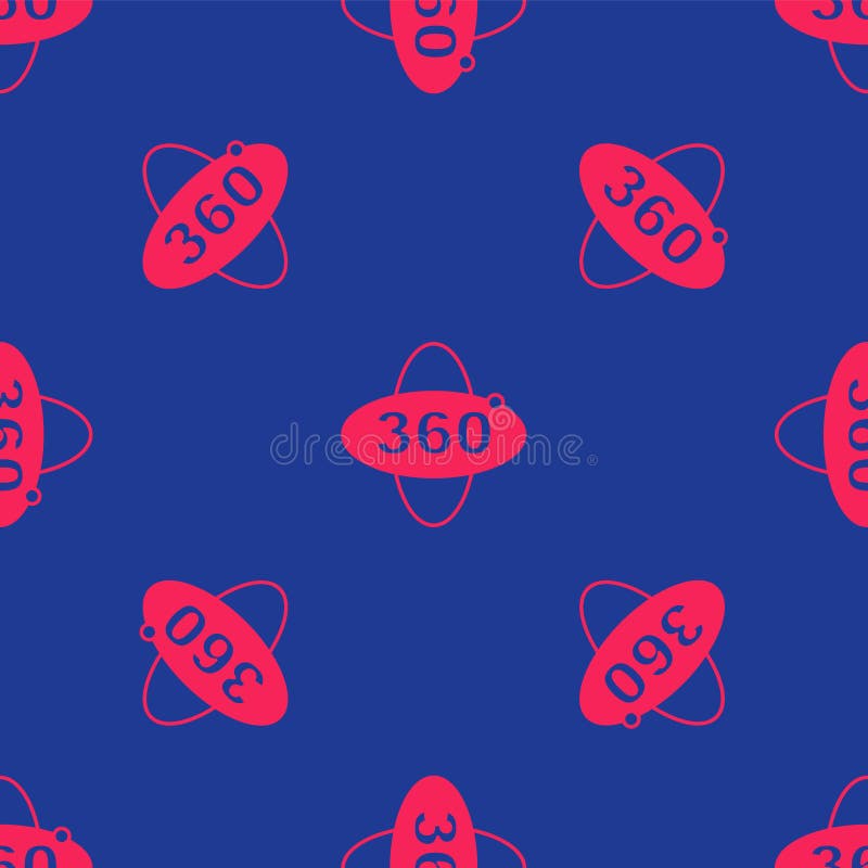 Red 360 Degree View Icon Isolated Seamless Pattern on Blue Background ...