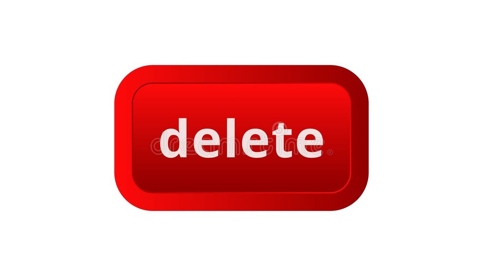 Red Delete Button with Bold White Text on Rectangular Shape Stock ...