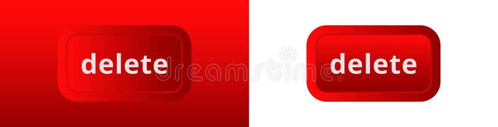 Red Delete Button Icon in Two Styles Showing Different Light and Shadow ...