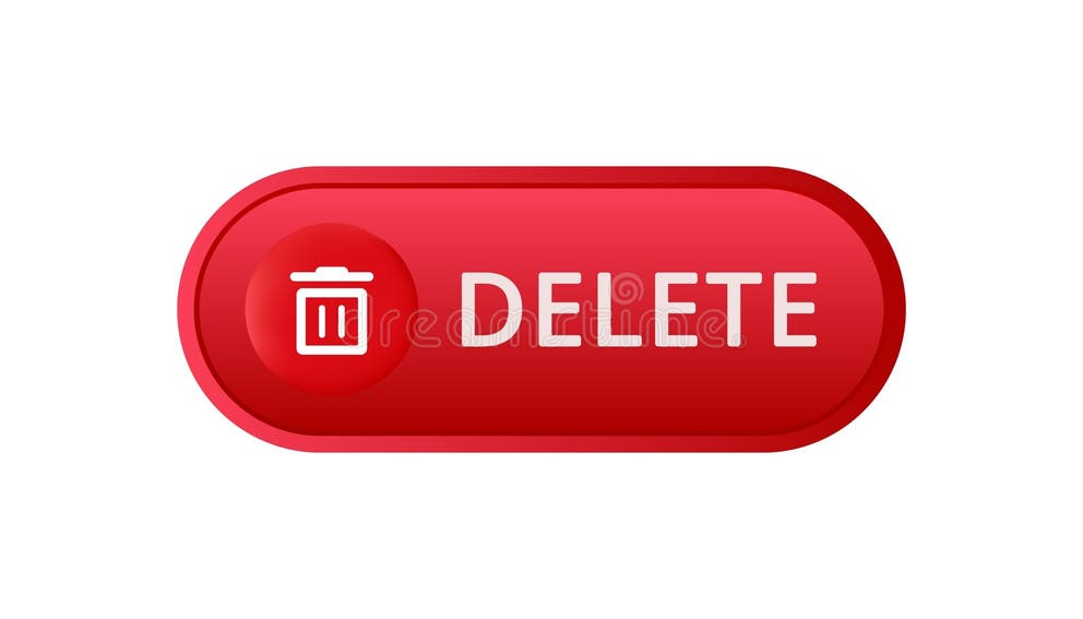 Red Delete Button with Trash Bin Icon for Removing or Erasing Digital ...