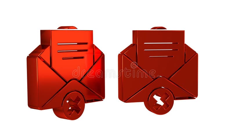 Red Delete Envelope Icon Isolated on Transparent Background. Delete or ...