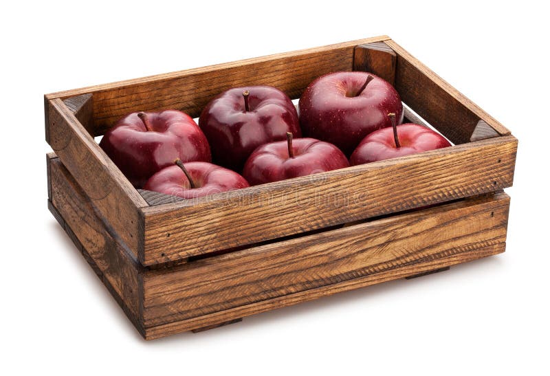 Red Delicious Apple in a Box Path Isolated Stock Image - Image of ...