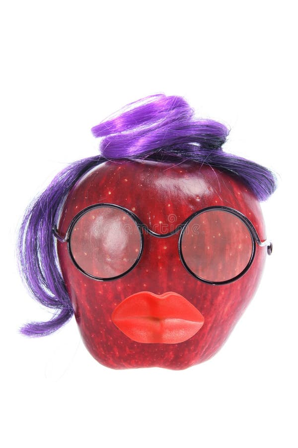 Red Delicious Apple Dressed Like Face Stock Image - Image of life ...