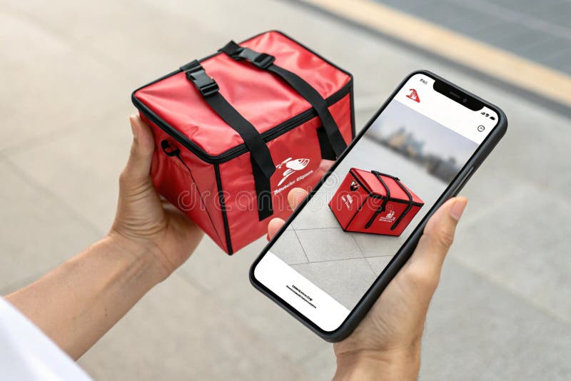Red Delivery Bag Mockup -generated by Ai Stock Illustration ...