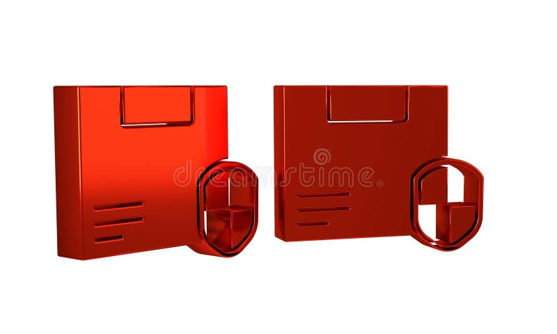 Red Delivery Security with Shield Icon Isolated on Transparent ...