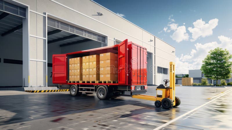 The Red Delivery Truck. AI Generated Stock Image - Image of dock ...