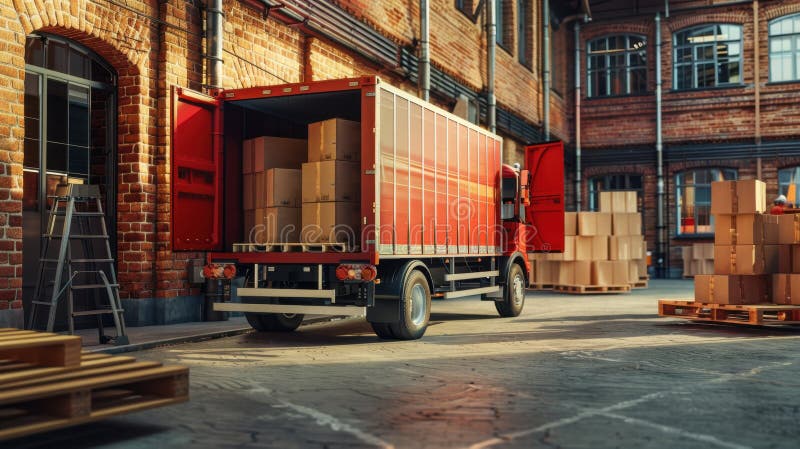 The Red Delivery Truck. AI Generated Stock Photo - Image of service ...