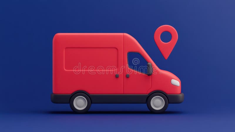 Red Delivery Truck with Map Pointer, Navigating Efficient Logistics and ...