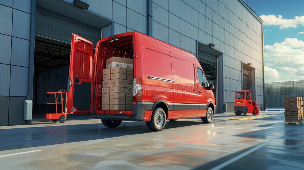 The Red Delivery Van.AI Generated Image Stock Image - Image of truck ...