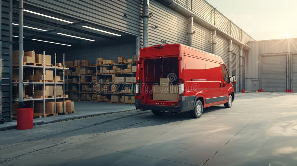 The Red Delivery Van.AI Generated Image Stock Photo - Image of ...