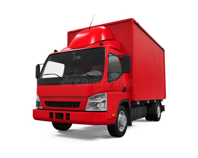 Front Side of a Red Van on White Background Stock Photo - Image of ...